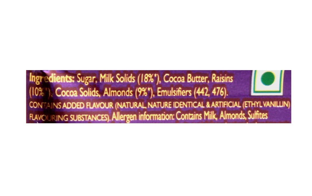 Cadbury Dairy Milk Fruit & Nut Pack 80 grams - Reviews | Nutrition ...